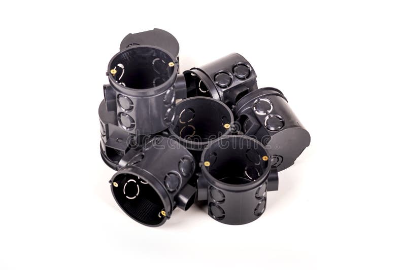 Round Electric Box, Dark Color on a White Background. Electrical ...