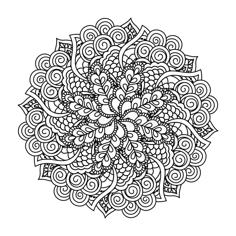 Round Element for Coloring Book. Stock Vector - Illustration of black ...