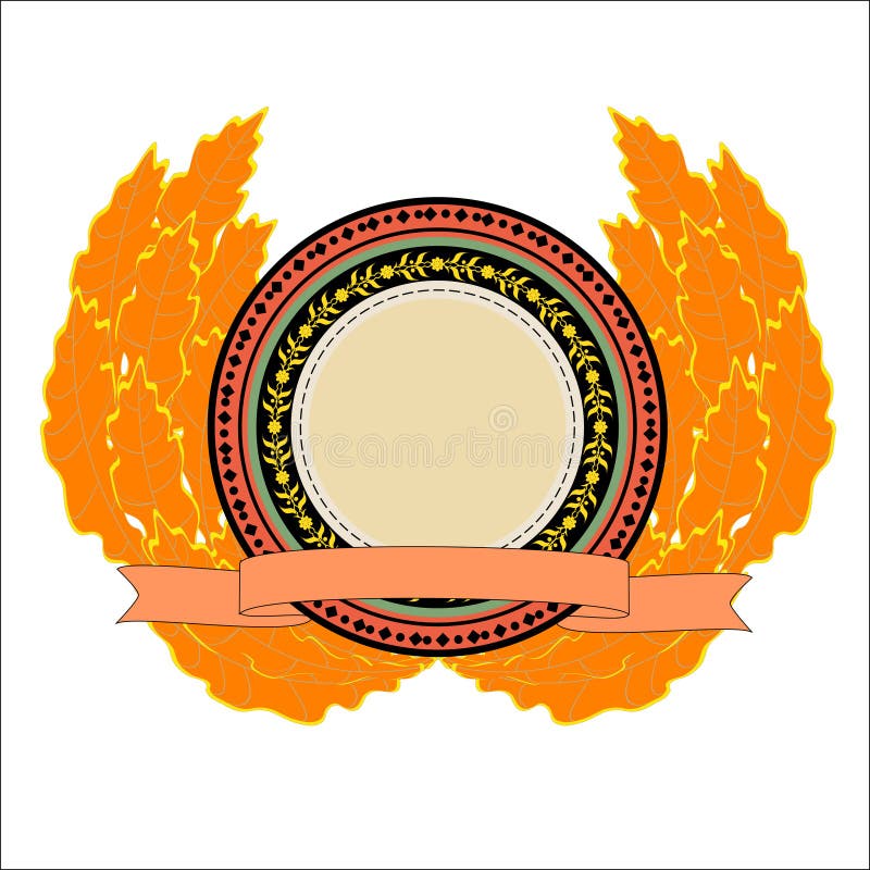 Round emblem with leaves stock vector. Illustration of border - 51588751