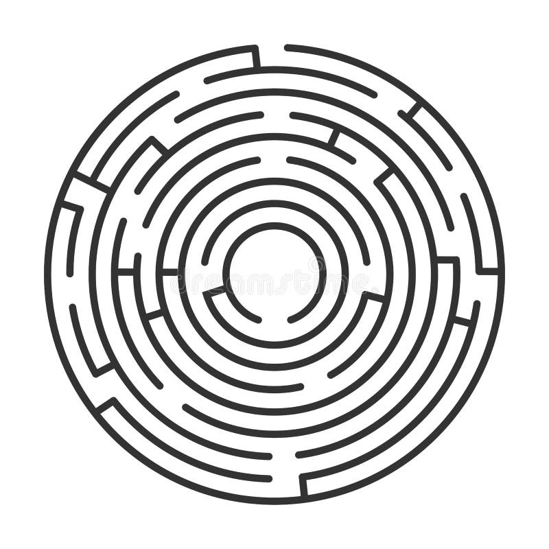Round Empty Labyrinth. Puzzle in Black and White Stock Vector ...