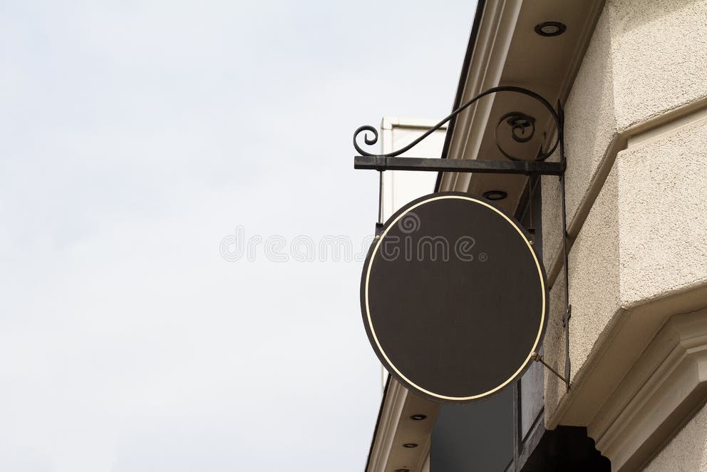Round Empty Signboard on a Building with Classical Architecture Stock ...