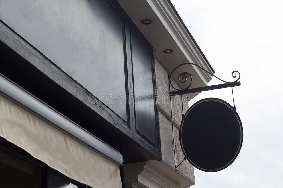 Round Empty Signboard on a Building with Classical Architecture Stock ...