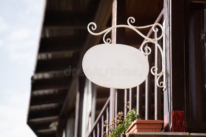 Round Empty Signboard on a Building with Classical Architecture Stock ...