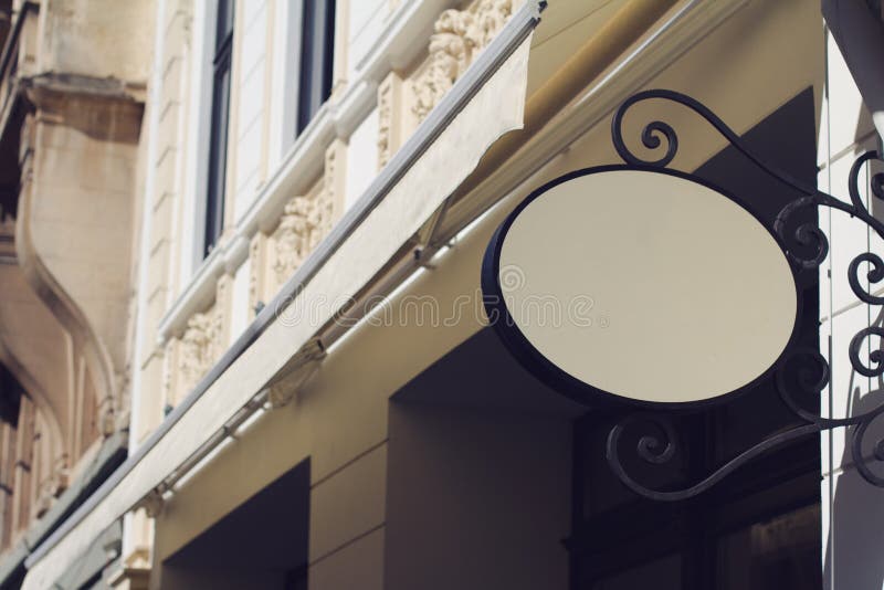 Round Empty Signboard on a Building with Classical Architecture Stock ...