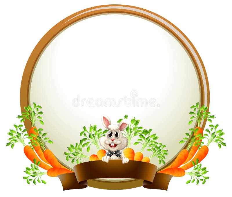 A Round Empty Template with a Rabbit Stock Vector - Illustration of ...