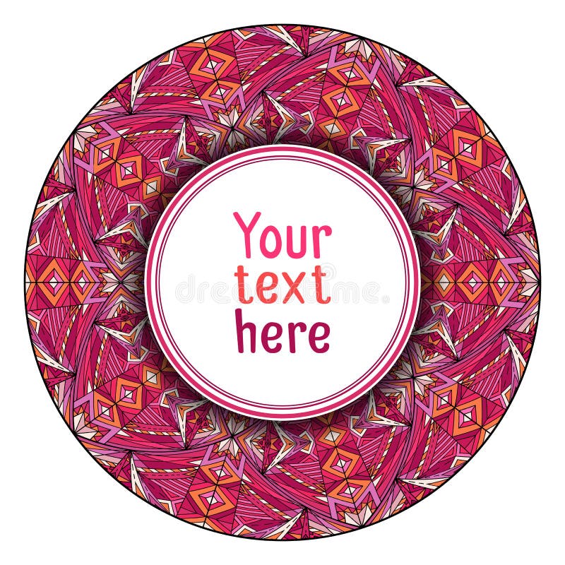 Round Ethnic Frame with a Boho Pattern and Place for Text. Stock Vector ...
