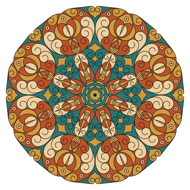 Round ethnic pattern stock vector. Illustration of gothic - 65454516