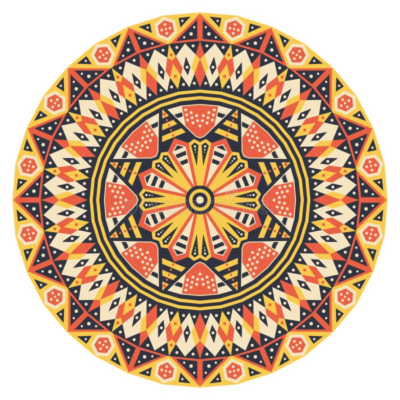 Round ethnic pattern stock vector. Illustration of object - 65454509