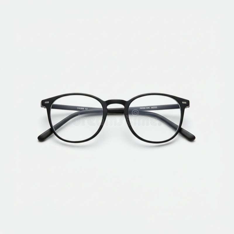 Round Eyeglasses with a Slim Black Frame and Clear Lenses. Stock ...