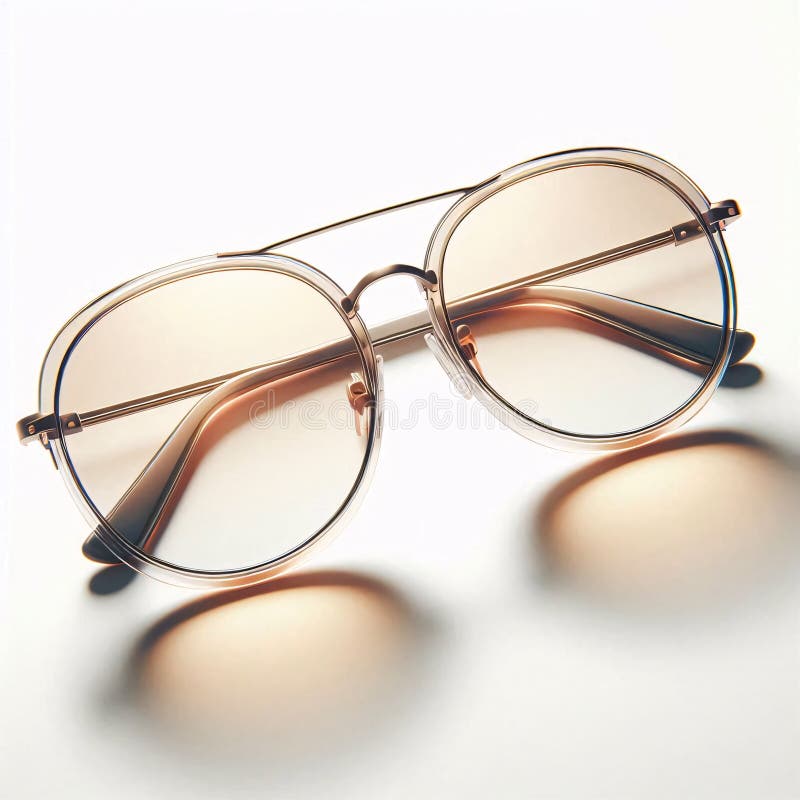 Round Eyeglasses in Thin Metal Frames with Clear Lenses on a White Background Stock Illustration ...