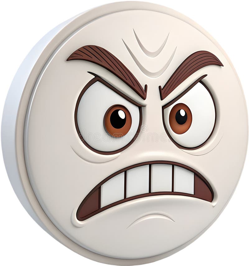 Round Face Icon with Exaggerated Emotional Expression. Stock ...