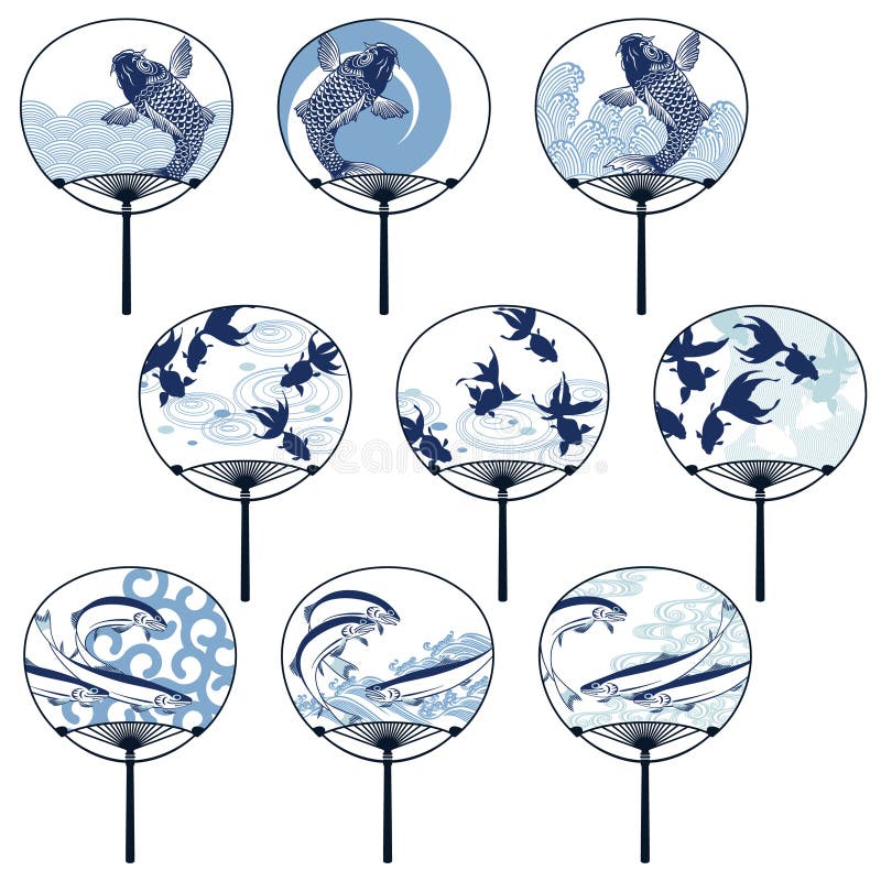 A Round Fan is a Japanese Hand-powered Ventilation Tool., Stock Vector ...