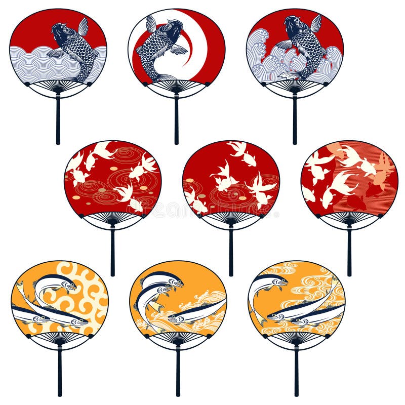 A Round Fan is a Japanese Hand-powered Ventilation Tool., Stock Vector ...