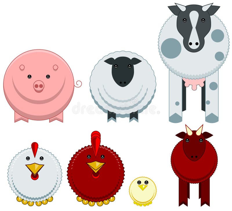 Round farm animals stock vector. Illustration of lamb - 7079280