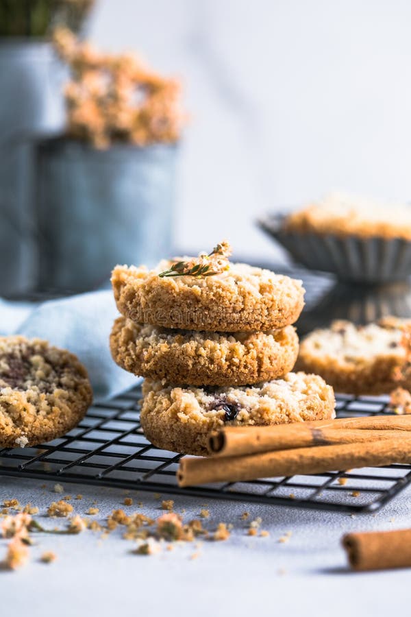 Round Festive Pastry Buiscuits Cookies with a Raspberry Jam on a Light ...