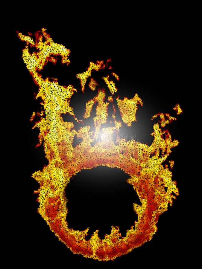 Round Fire Flame Frame from Dots. Vector Illustration Stock Vector ...