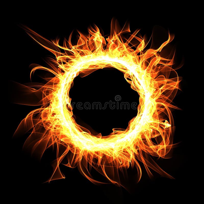 Round Fire Frame on Black Background. Digital Illustration Stock ...