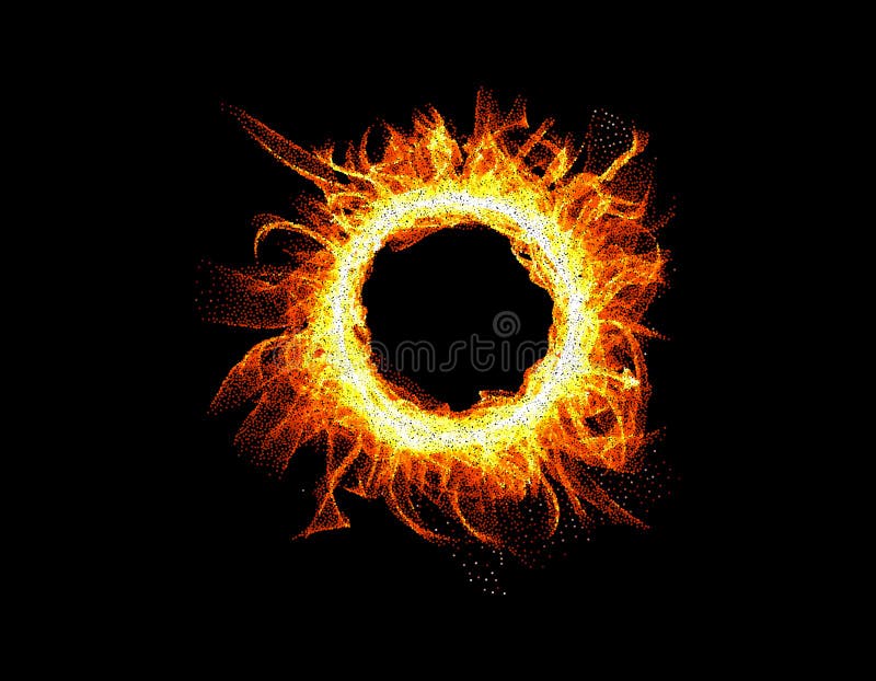 Round Fire Frame on Black Background. Vector Illustration Stock Vector ...