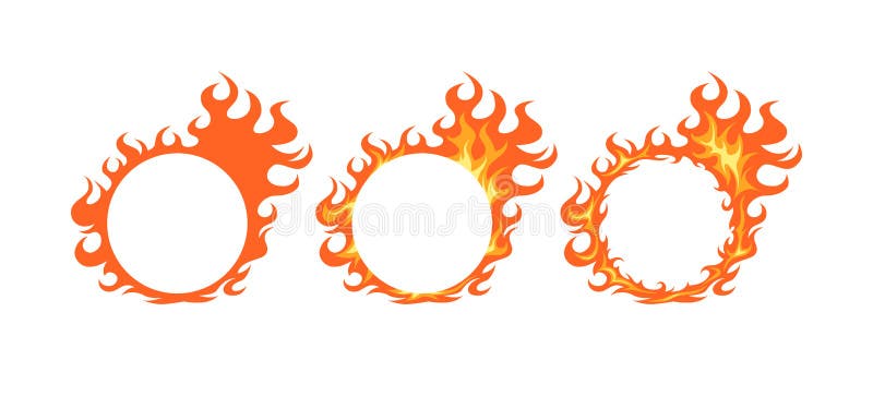 Round Fire Frames for Designs, Vector Set Stock Vector - Illustration ...