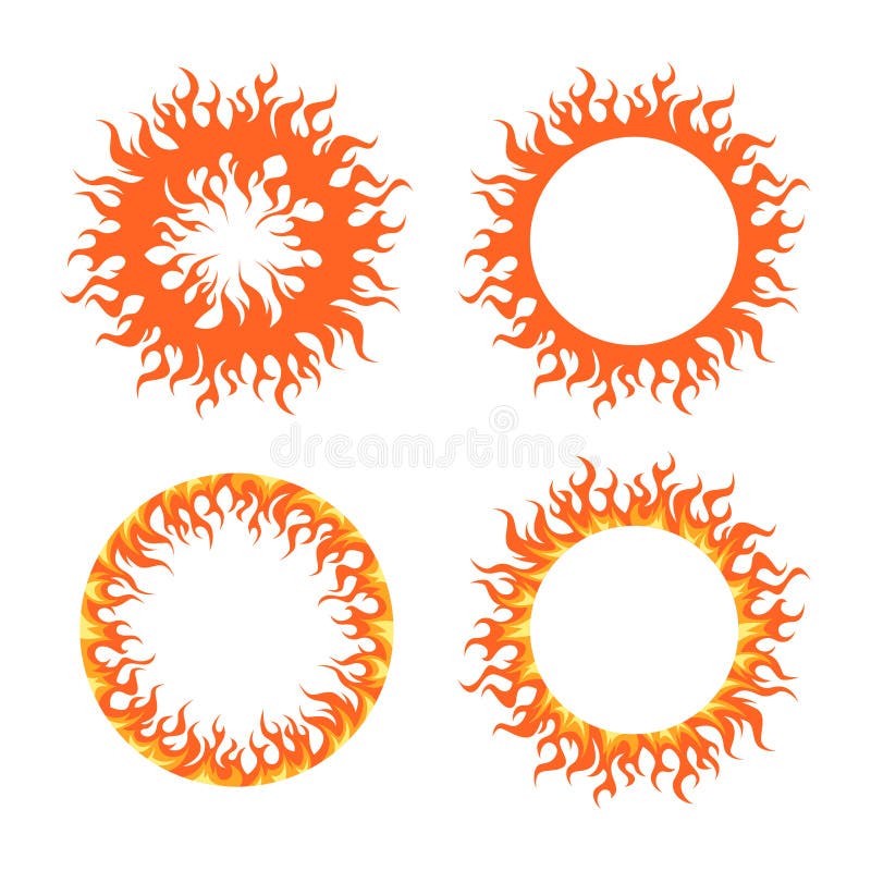 Round Fire Frames for Designs, Vector Set Stock Vector - Illustration ...