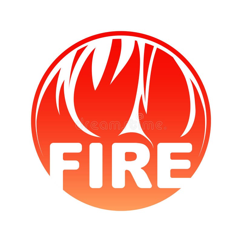 Round Fire Logo, Red Circle Flaming Design with Text Stock Vector ...