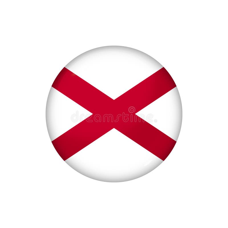 Round Flag of Alabama. Vector Illustration. Button, Icon, Glossy Badge ...
