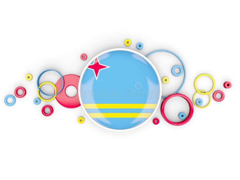 Round Flag of Aruba with Circles Pattern Stock Illustration ...