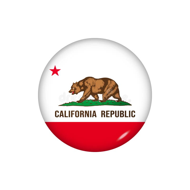 Round Flag of California. Vector Illustration. Button, Icon, Glossy ...