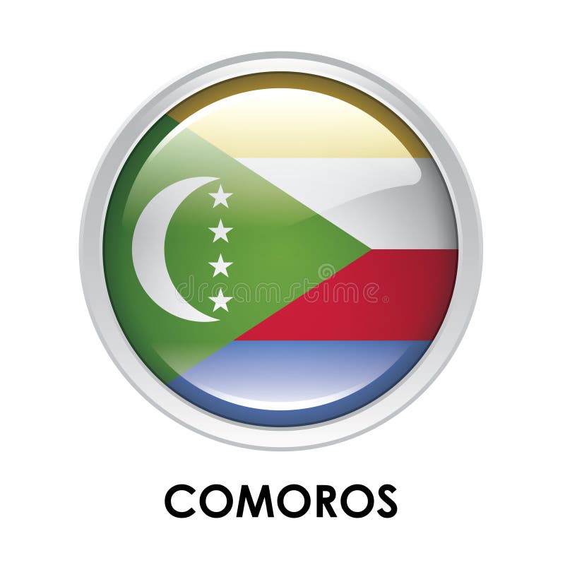 Round flag of Comoros stock illustration. Illustration of territory ...