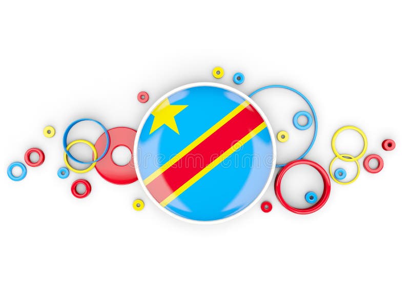 Round Flag of Democratic Republic of the Congo with Circles Pattern ...