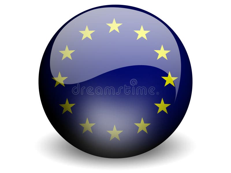 Round Flag of European Union Stock Illustration - Illustration of web2 ...