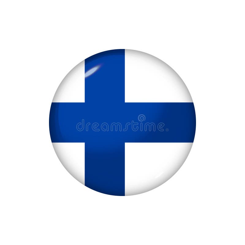 Round Flag of Finland. Vector Illustration. Button, Icon, Glossy Badge ... Round Flag of Finland. Vector Illustration. Button, Icon, Glossy Badge ...