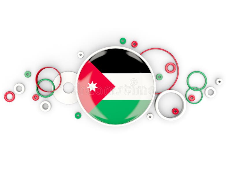 Round Flag of Jordan with Circles Pattern Stock Illustration ...