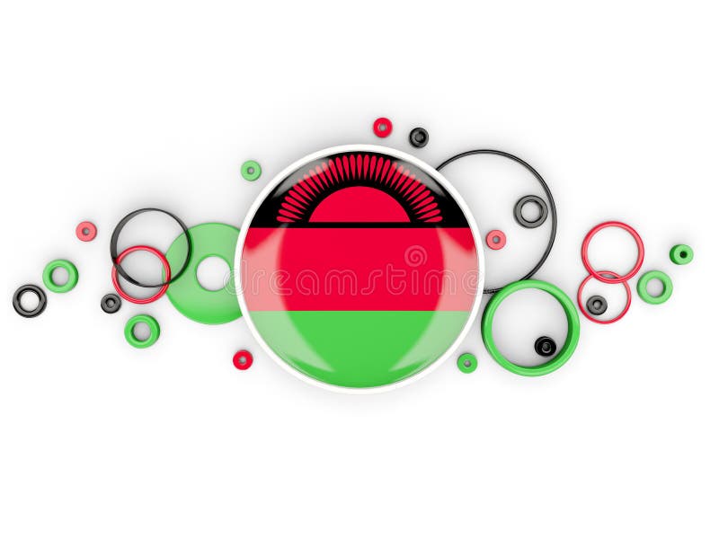Round Flag of Malawi with Circles Pattern Stock Illustration ...