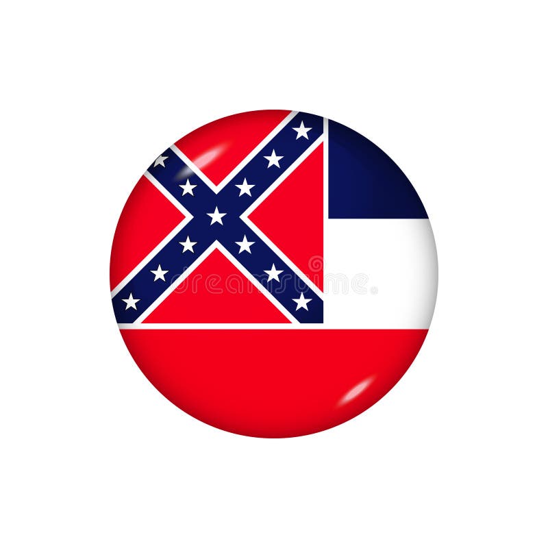 Round Flag of Mississippi. Vector Illustration. Button, Icon, Glossy ...