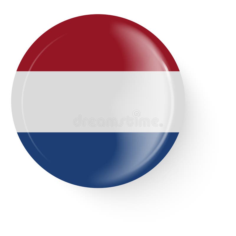 Round Flag of the Netherlands. Pin Button. Pin Brooch Icon, Sticker ...