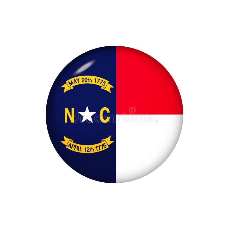 Round Flag of North Carolina. Vector Illustration. Button, Icon, Glossy ...