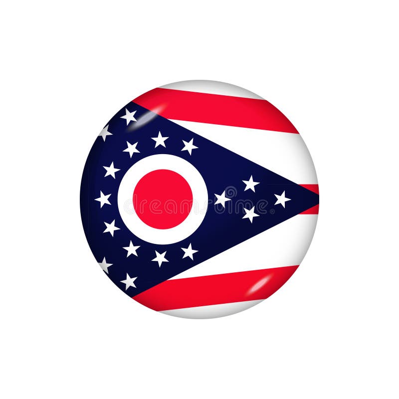 Round Flag of Ohio. Vector Illustration. Button, Icon, Glossy Badge ...