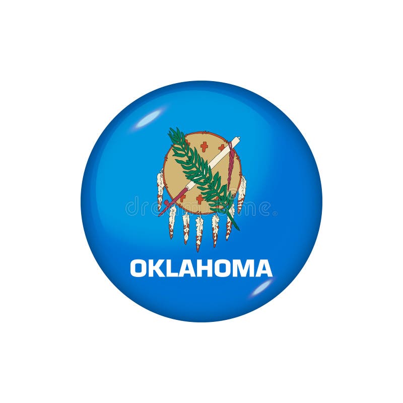 Round Flag of Oklahoma. Vector Illustration. Button, Icon, Glossy Badge ...