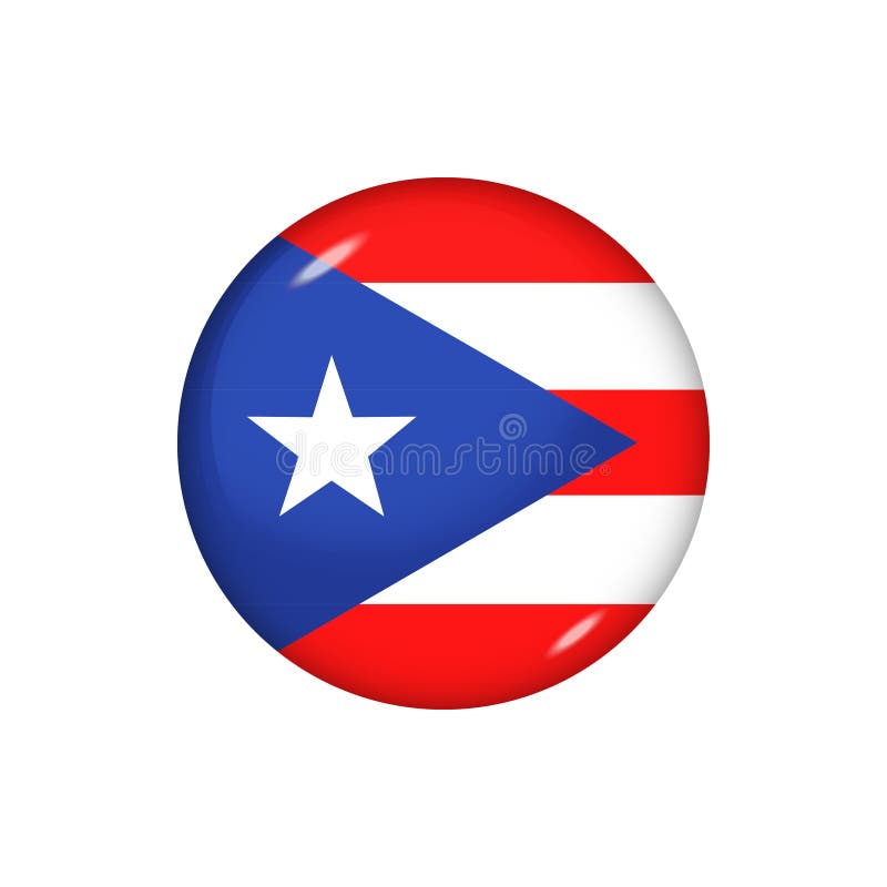 Round Flag of Puerto Rico. Vector Illustration. Button, Icon, Glossy ...