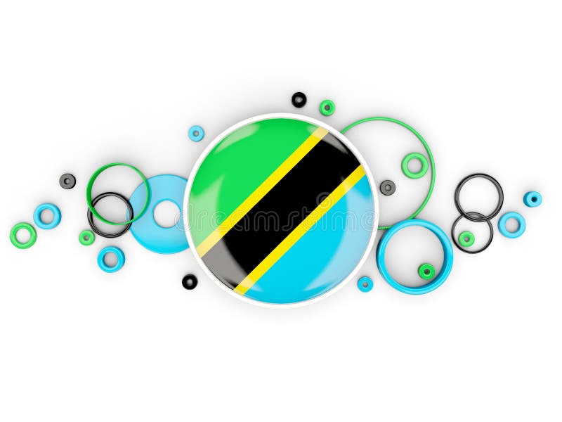 Round Flag of Tanzania with Circles Pattern Stock Illustration ...