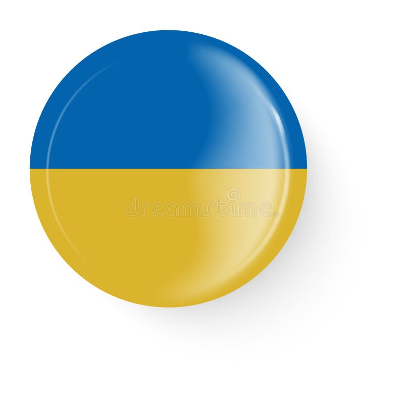 Round Flag of Ukraine. Pin Button. Pin Brooch Icon, Sticker Stock ...