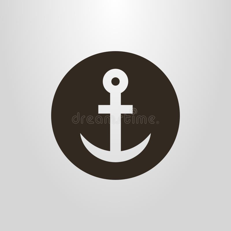 Round Flat Art Simple Negative Space Anchor Pictogram Stock Vector ...