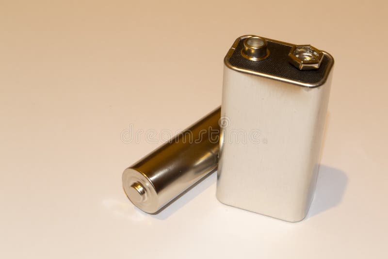 Round and Flat Battery on a Gradient Background Stock Photo - Image of ...