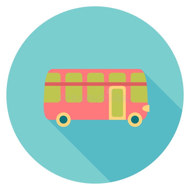 Round flat colour bus Icon stock vector. Illustration of flat - 49102896
