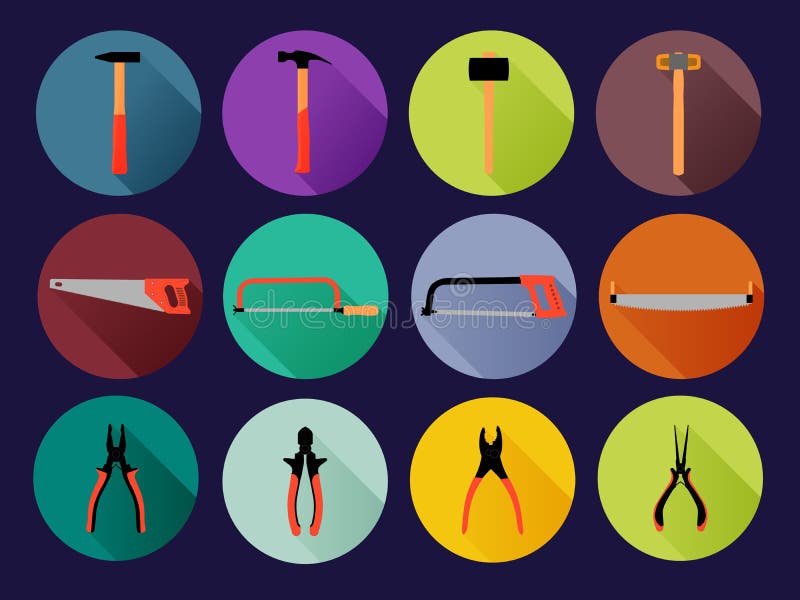 Round flat hand tools stock vector. Illustration of tools - 55045644