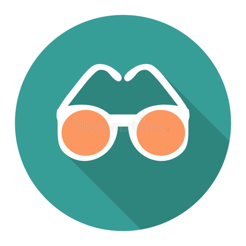 Round Flat Icon with White Sunglasses Stock Illustration - Illustration ...