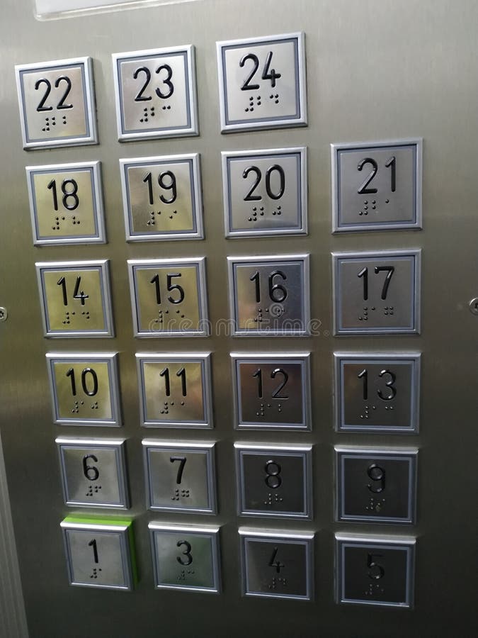 Round Floor Buttons Inside the Elevator in an Office Building Stock ...