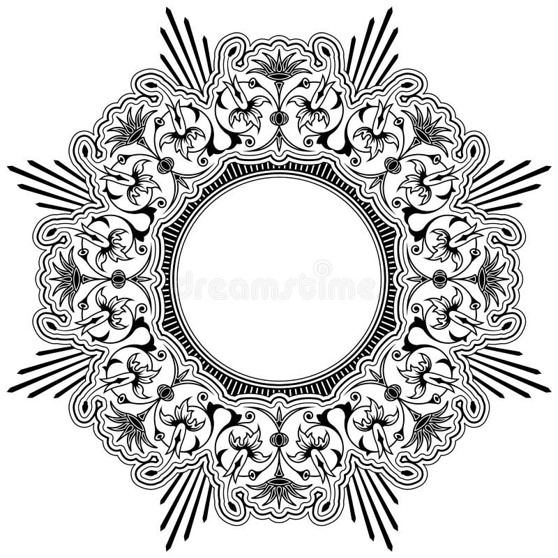 Vintage Baroque Victorian Round Circle Frame Border Monogram Floral ...