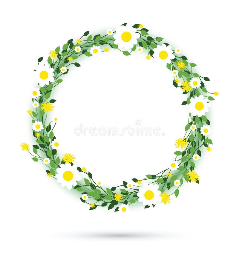 Round floral daisy pattern stock vector. Illustration of border - 71116893